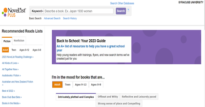Collection Spotlight: NoveList Plus - Syracuse University Libraries